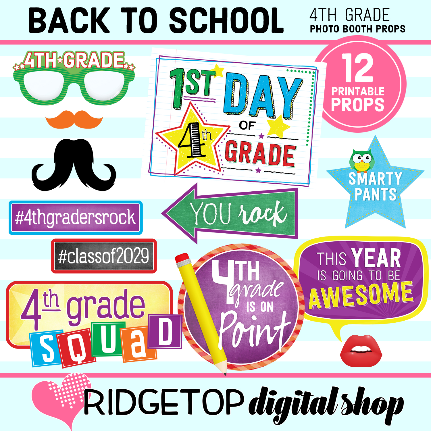 Back to School - 4th Grade Photo Props • Ridgetop Digital Shop