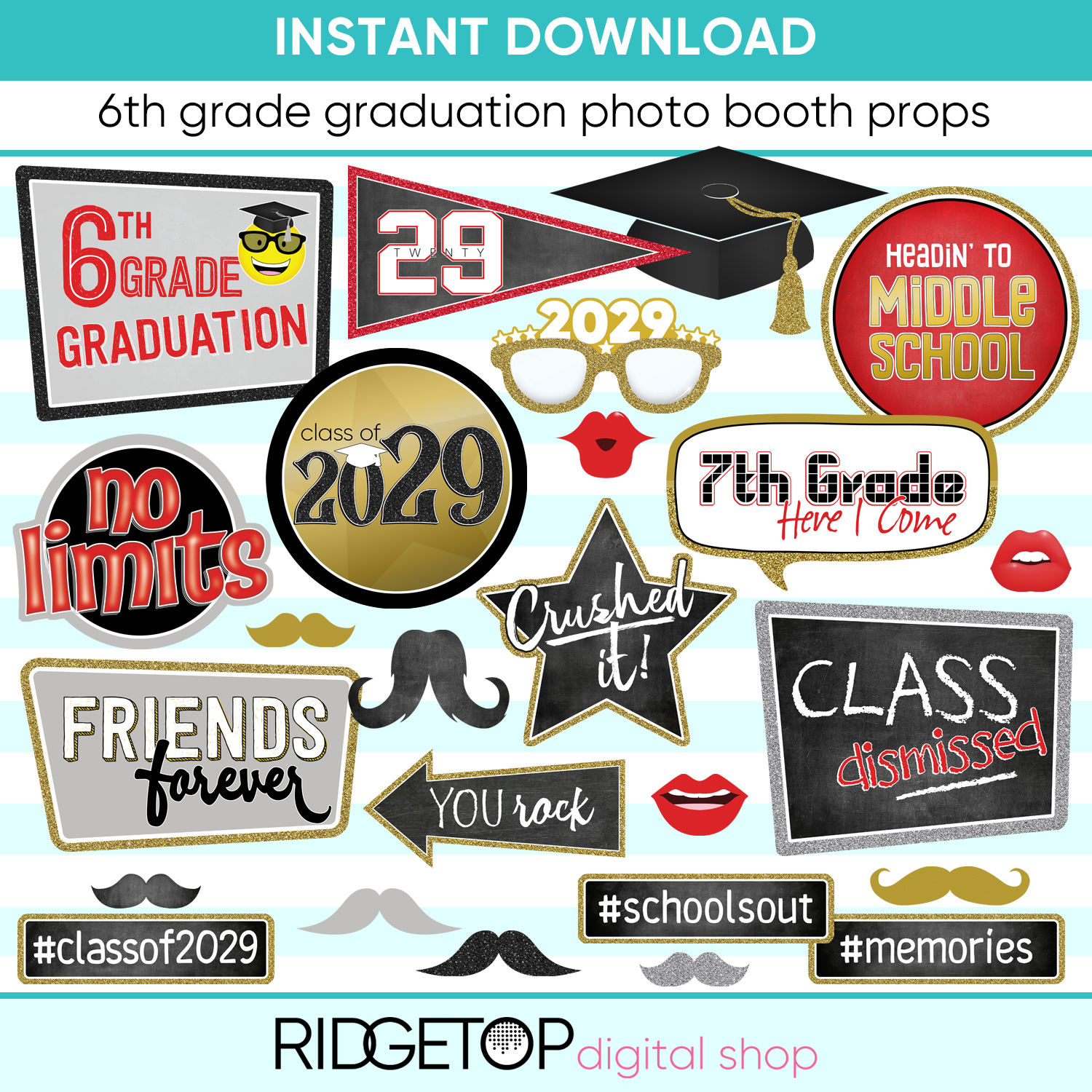 6th Grade Graduation Photo Props • Class of 2029
